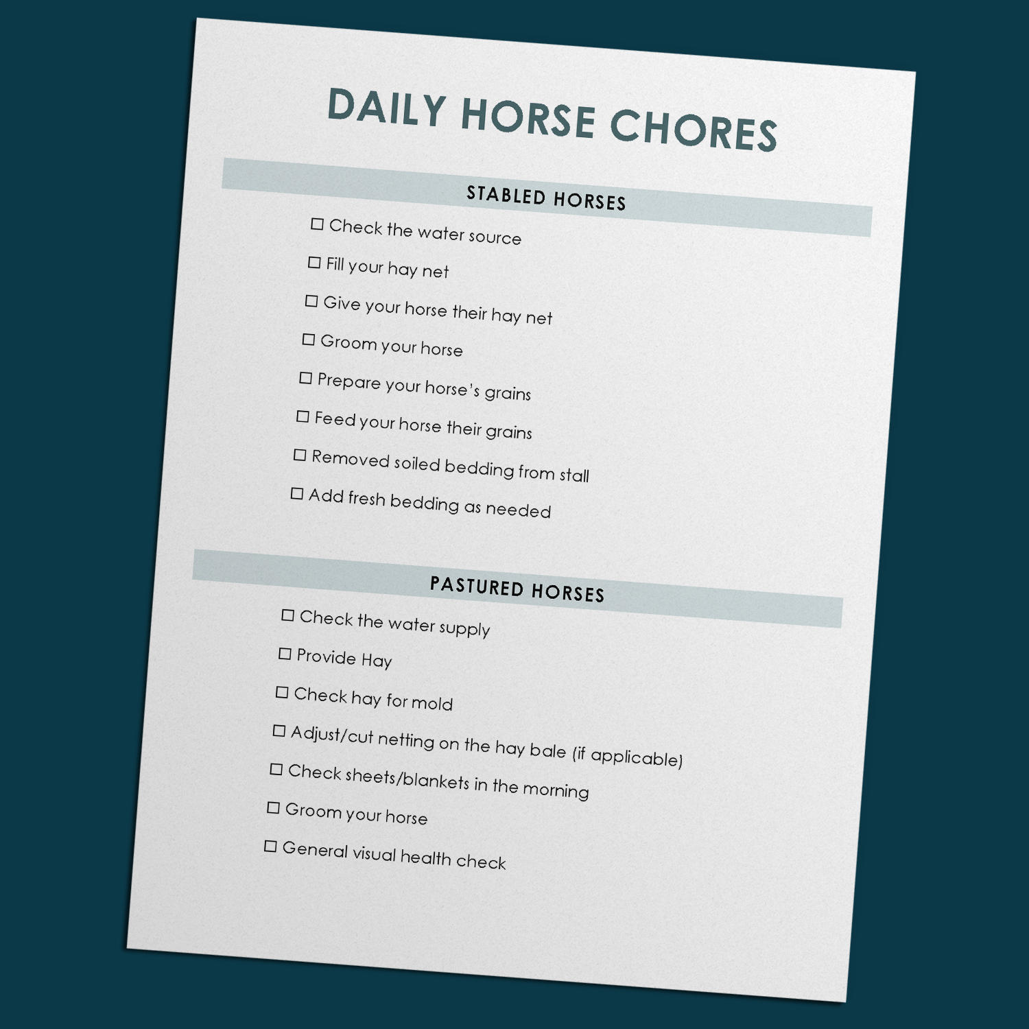 Free Printable Horse Resources & Stable Organizers | LearningHorses.com